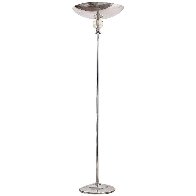Art Deco Chrome Uplighter with Glass Ball, circa 1930 For Sale at 1stDibs