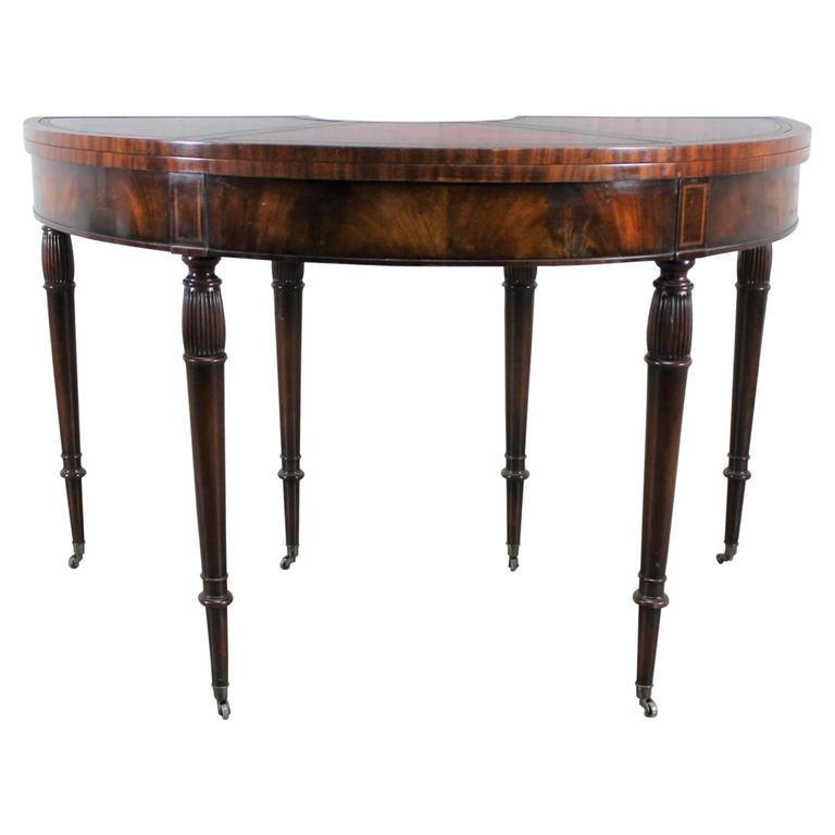 Federal Style Mahogany and Leather Flip Top Demilune or Game Table by ...