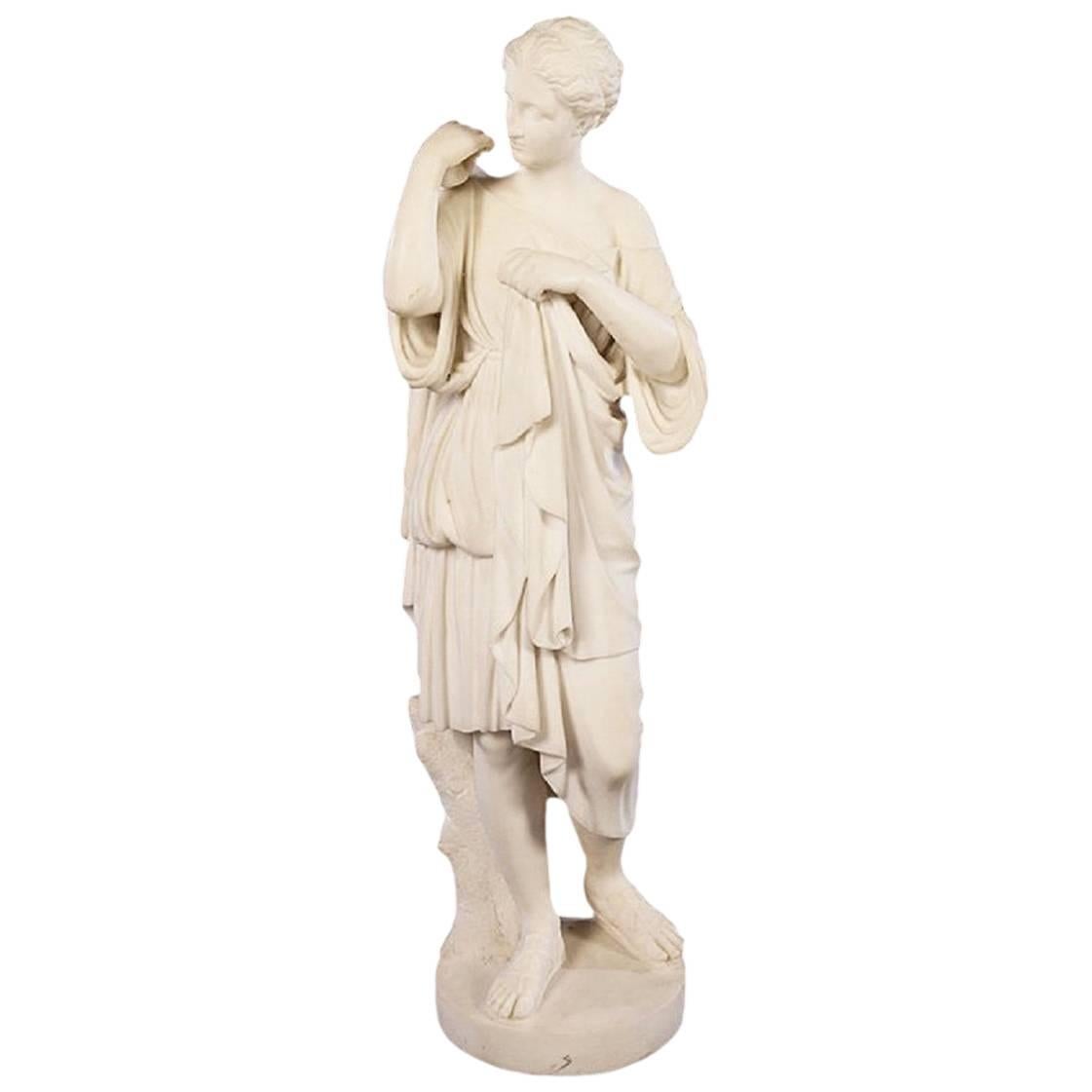 White Marble Statue Depicting Classically Draped Female Figure at ...