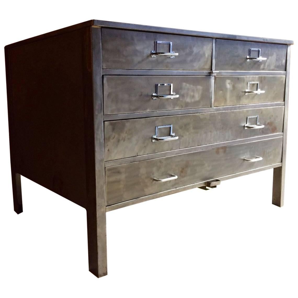 Industrial Steel Chest of Drawers Dresser Planters Chest, Mid-Century ...