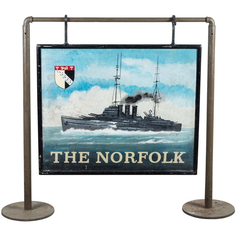 Early 20th Century Double-Sided Iron Nautical Trade Sign "The Norfolk ...