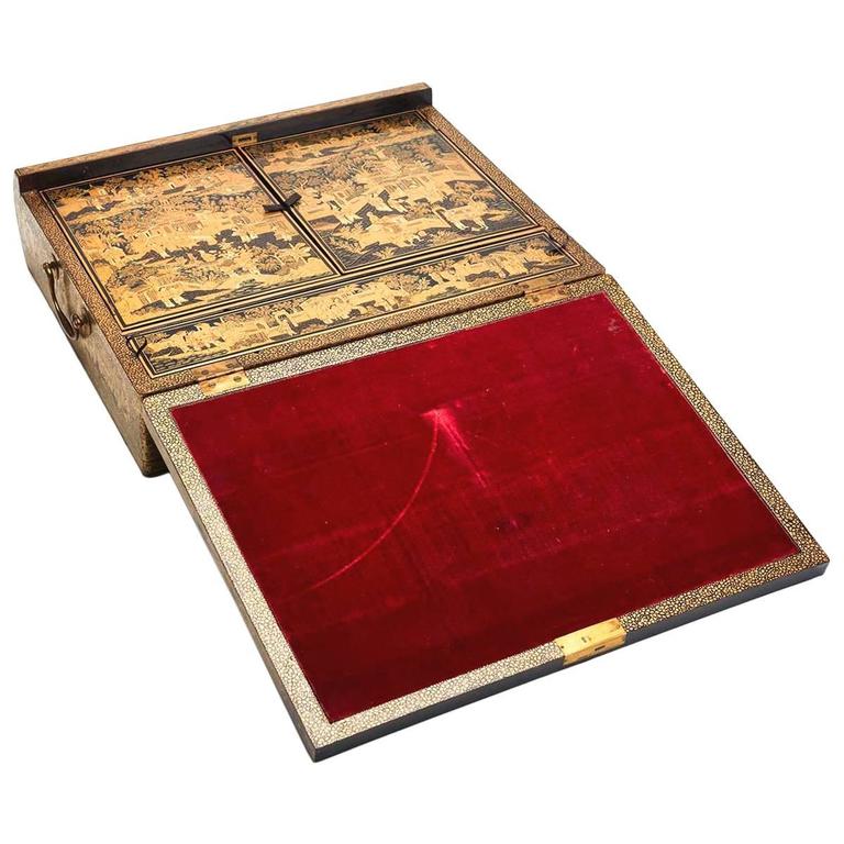 Antique Chinese Lacquer Writing Box, Early 19th Century For Sale at 1stDibs
