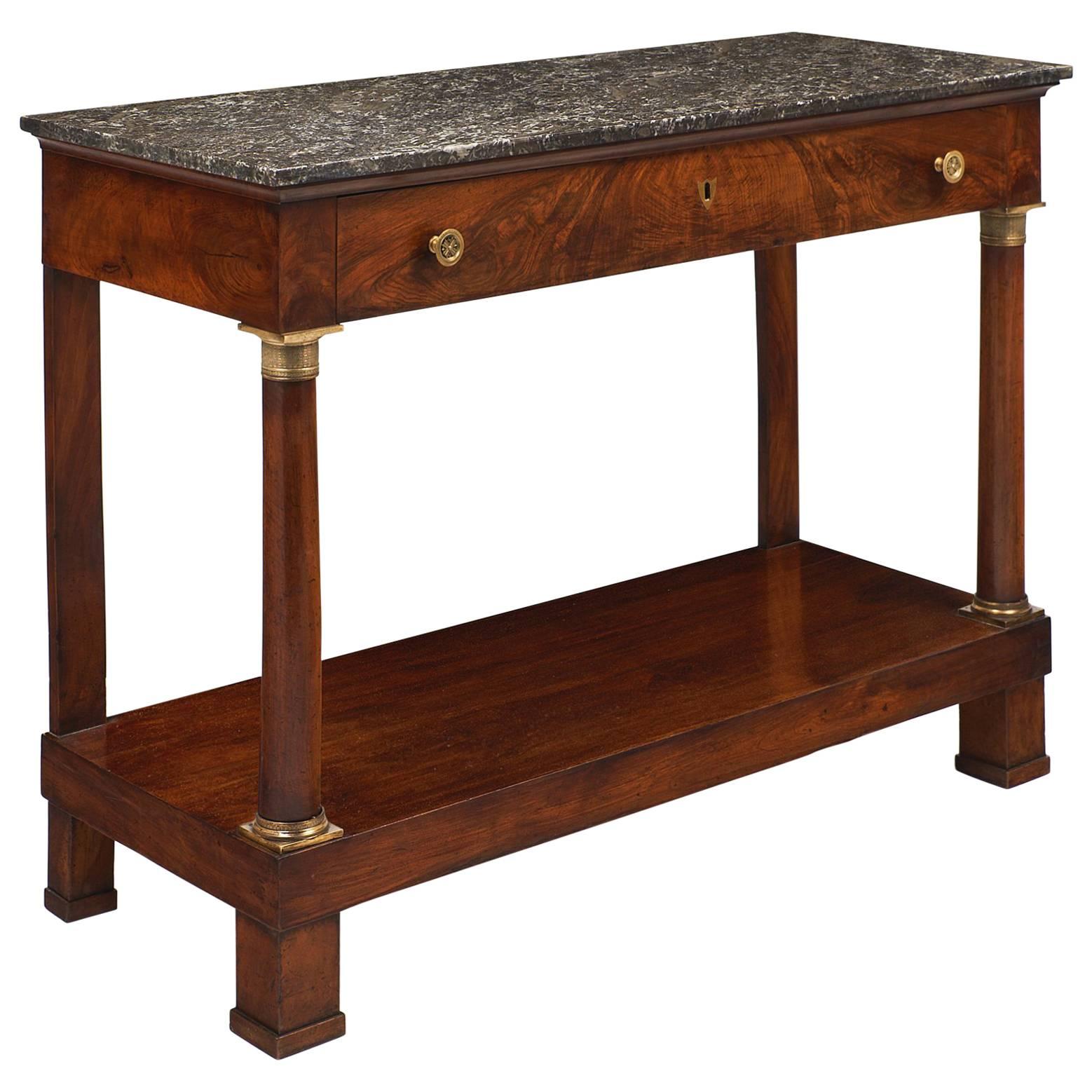 Antique French Empire Style Console Table with Sainte Anne Marble Top ...