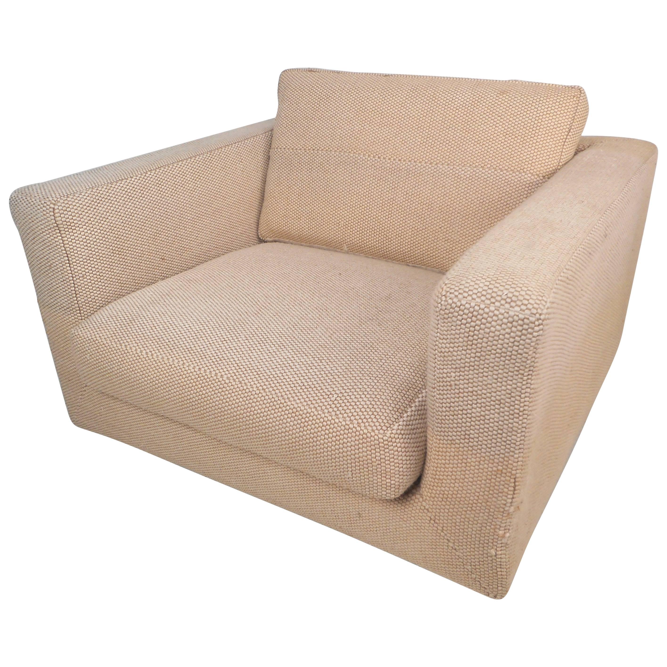 1940s Raspberry Red Linen Dunbar Style Club Chair at 1stDibs