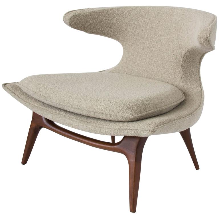 Karpen of California Lounge Wing Back "Horn Chair" in Knoll Boucle at ...