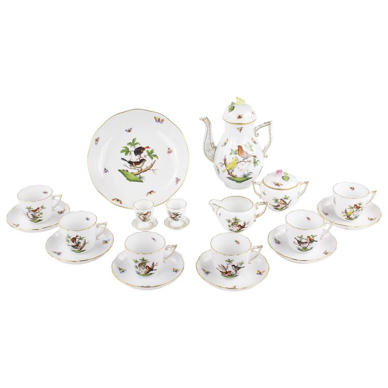 Hand-Painted, Herend “Porcelain Set, Rothschild”, 18 Pieces at 1stDibs