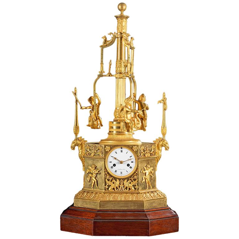 Rare Empire Ormolu Automaton Carousel Clock, Vaillant, Paris, circa ...