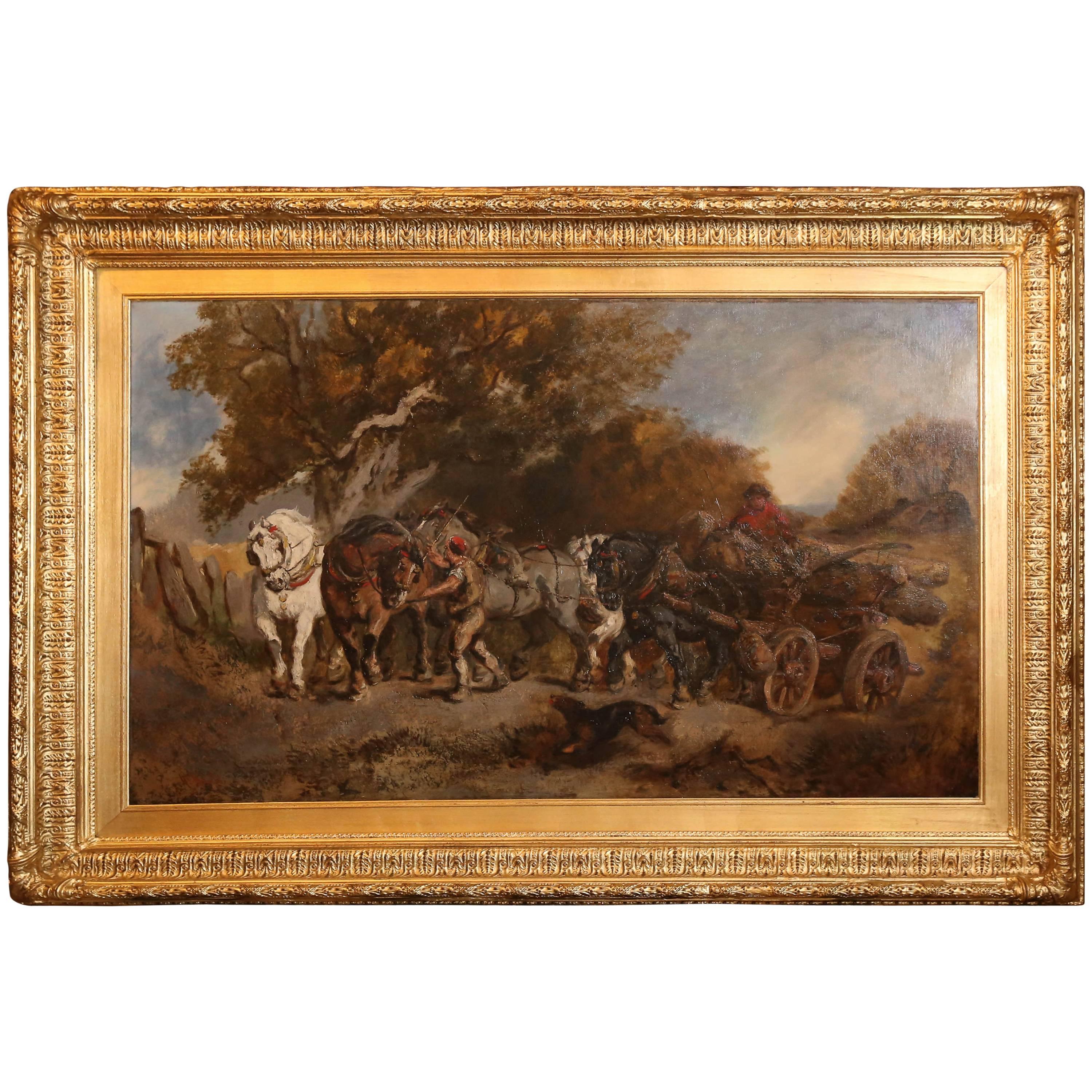 Oil on Canvas, Signed HS. Melville "The Timber Wagon" at 1stDibs