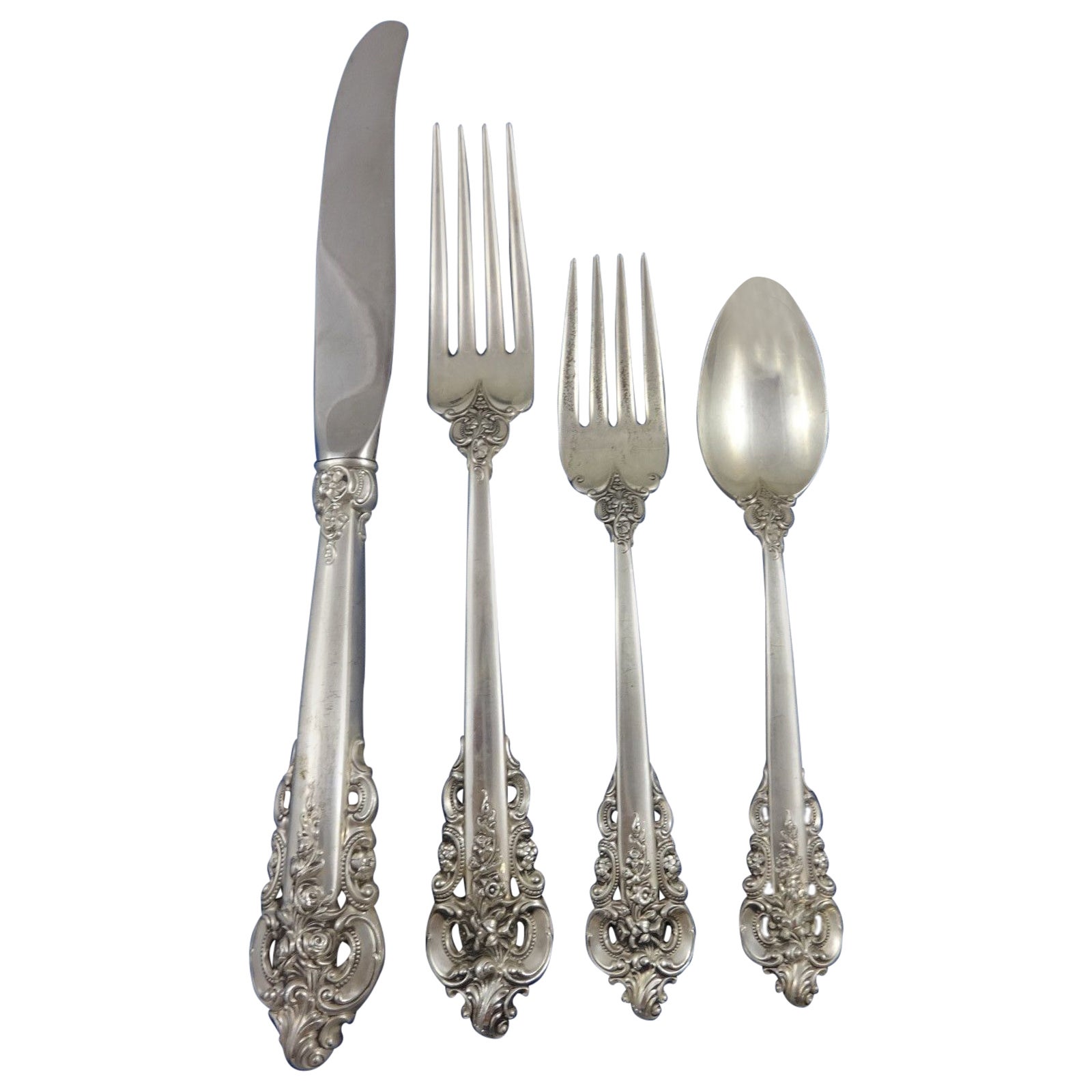 Grande Baroque by Wallace Sterling Silver Flatware Set 6 Service 24 ...