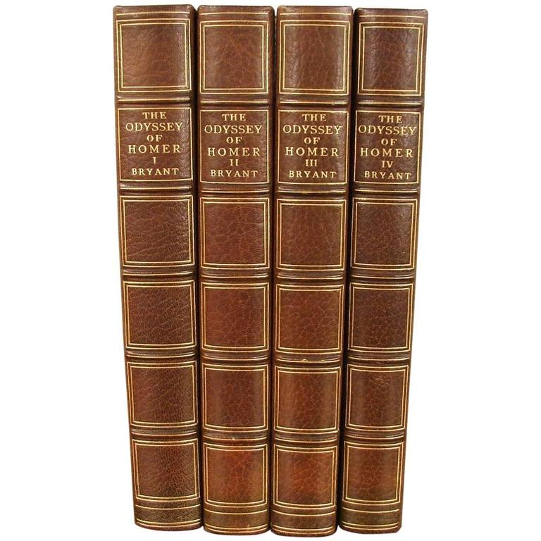 Homer's Odyssey Limited Edition in Four Volume Leather Bound Set at 1stDibs
