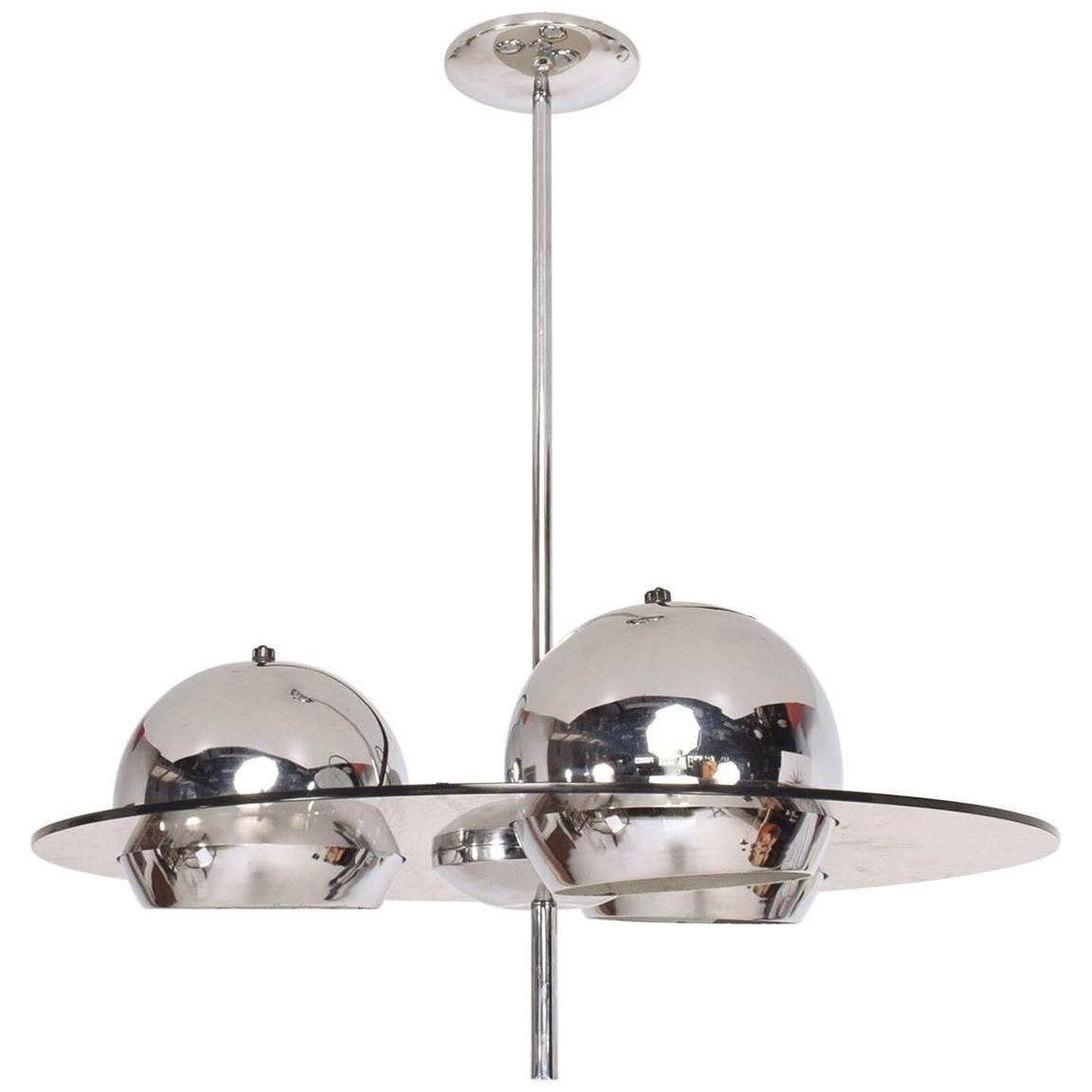 Vintage Mid-Century Modern Chrome Pendant at 1stDibs