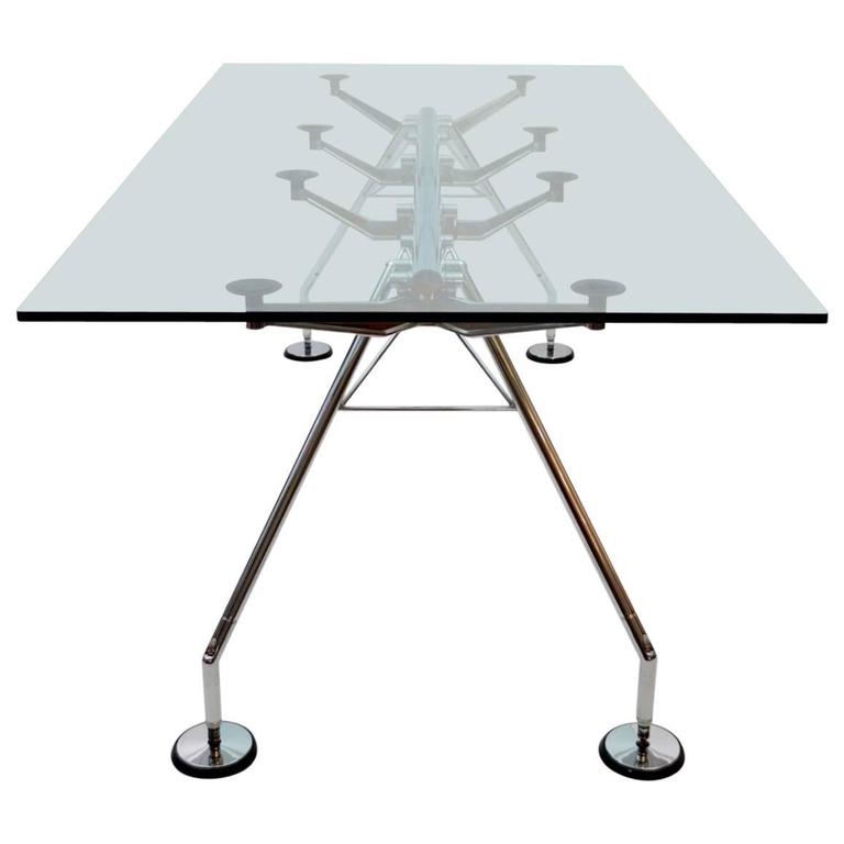 Chrome and Glass Dining Room Table or Desk Nomos from Sir Norman Foster ...