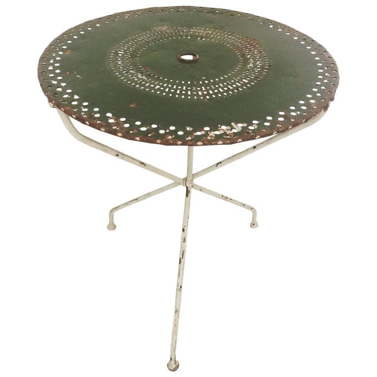 Vintage Metal French Cafe Bistro Garden Table Shabby Chic at 1stDibs