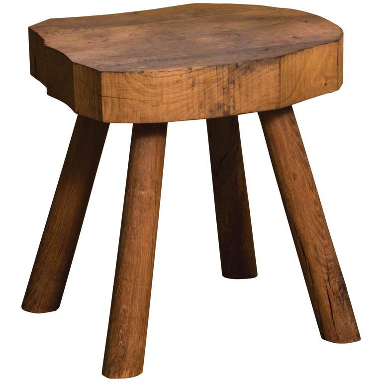 Primitive Chunky Wood Stool at 1stDibs | primitive wood stool, chunky ...