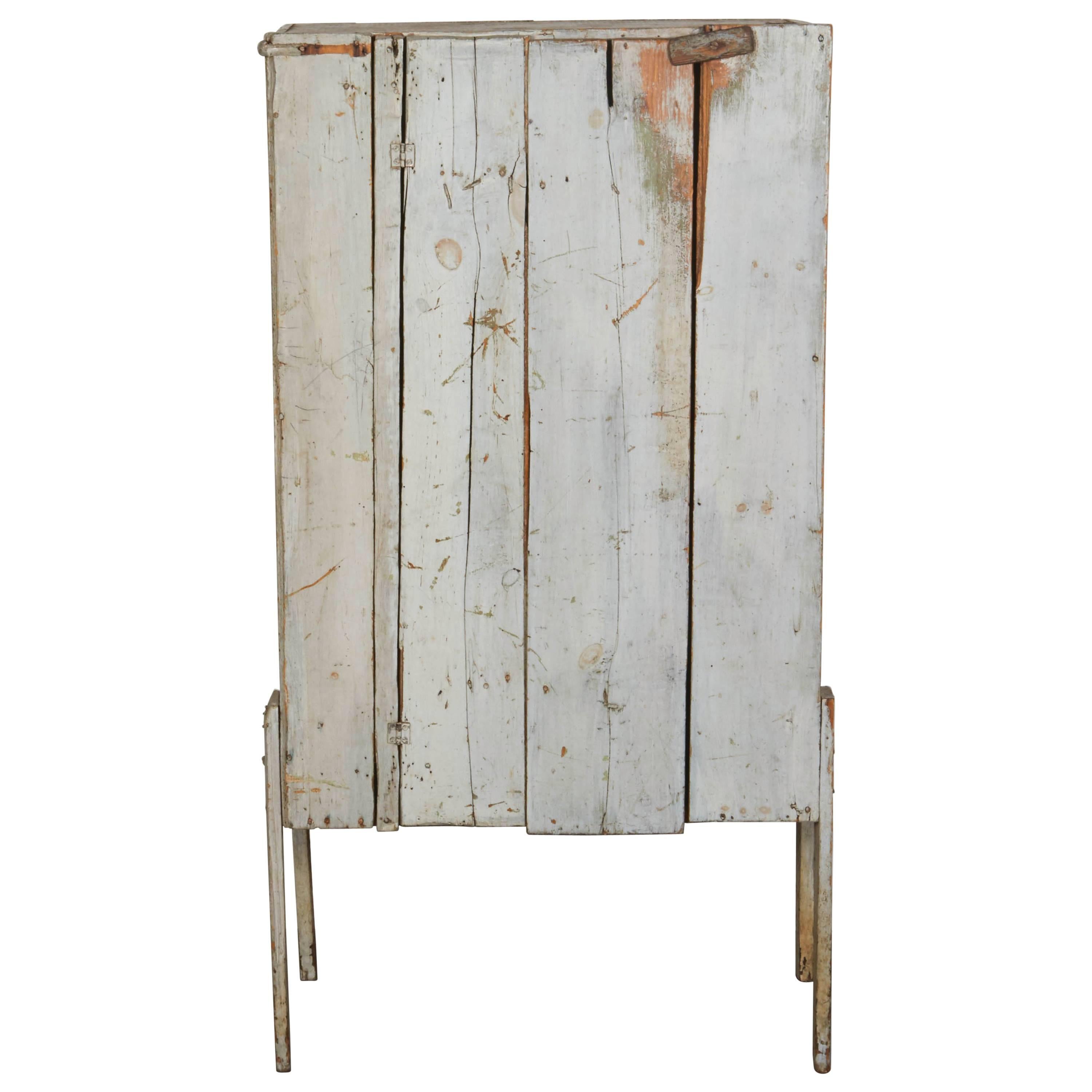 Quirky Rustic Cabinet with Single Wood Plank Door and Original Paint at ...