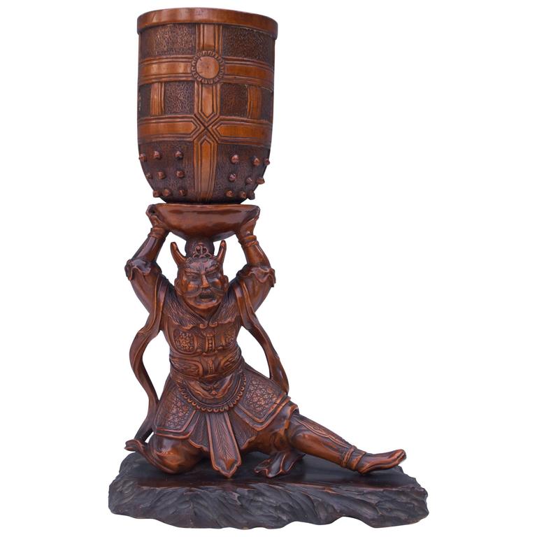 Japanese sculpture of Benkei by Komei For Sale at 1stDibs