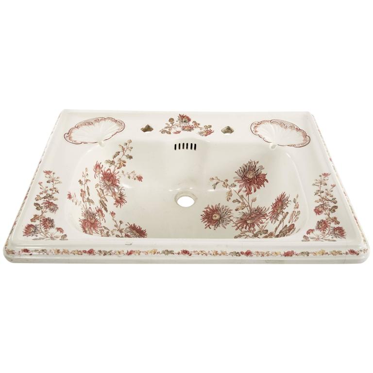 Decorative Porcelain Basin with Transfer Polychromatic Foliate Design ...