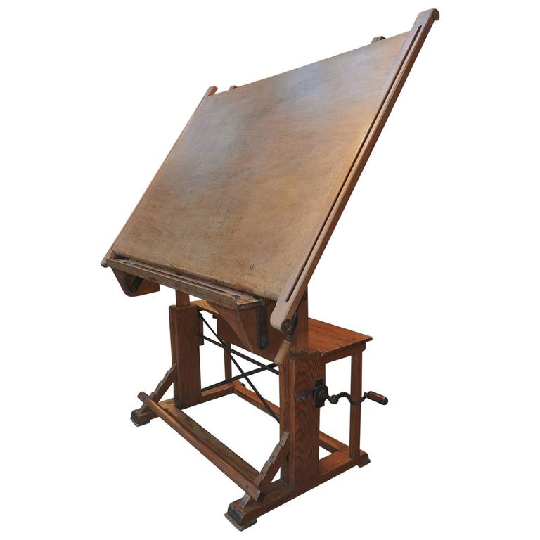 Adjustable Architect's Drafting Table, circa 1920 at 1stDibs
