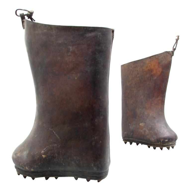 Sculptural Leather Rice Paddy Boots For Sale at 1stDibs