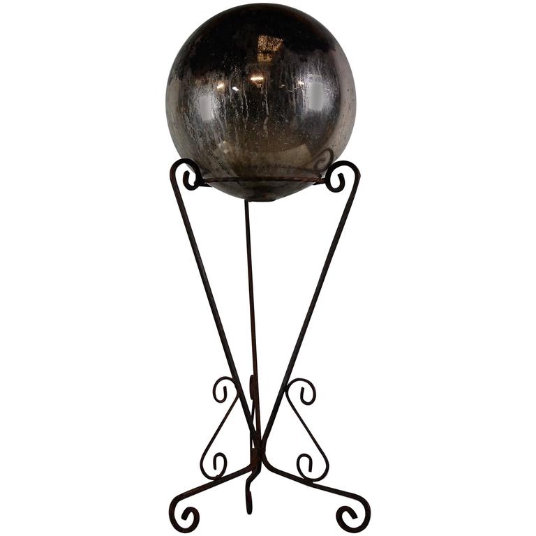 Late 19th Century Distressed Witches Ball on Stand at 1stDibs