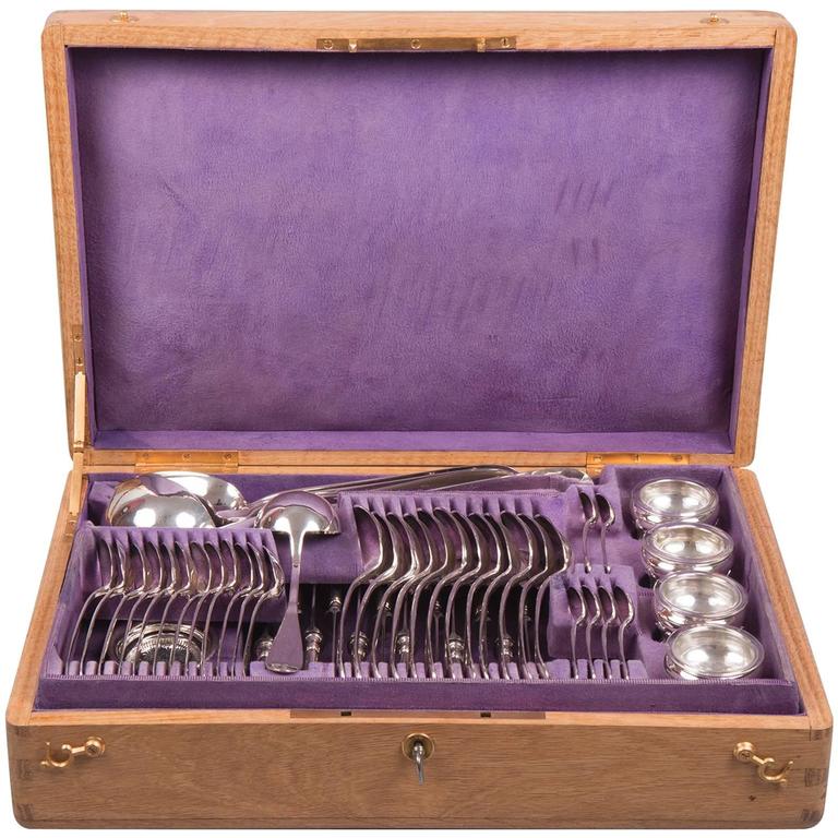 Flatware Service for 12 with Original Oak Canteen, Vienna, circa 1855 ...