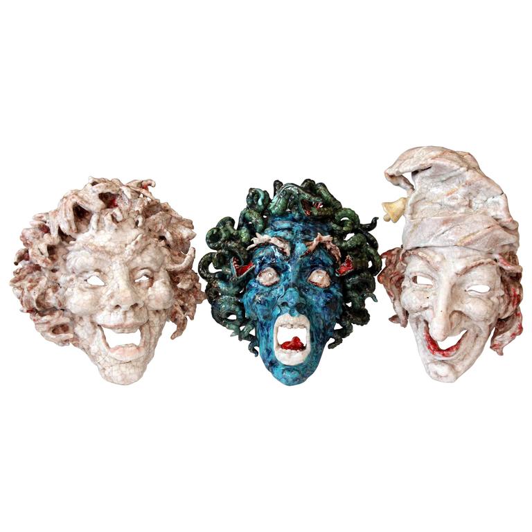Professor Eugenio Pattarino Studio Set Italian Pottery Face Masks ...