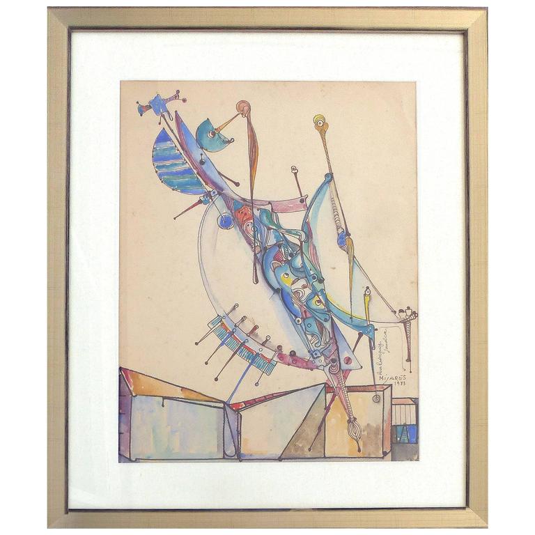 1983 Watercolor by Cuban American Artist Jose Maria Mijares For Sale at ...