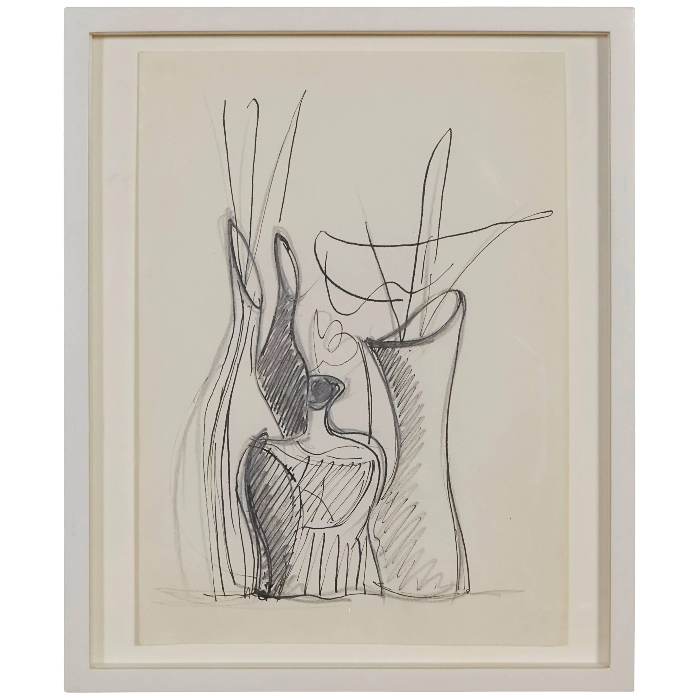 Gio Ponti Drawing "Disegno Di Tre Vasi in Ceramica" Italy, 1946 at ...