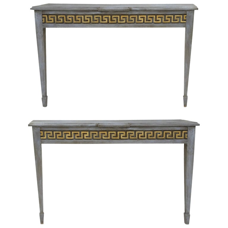 Wall Mounted Consoles with Greek Key Fronts For Sale at 1stDibs