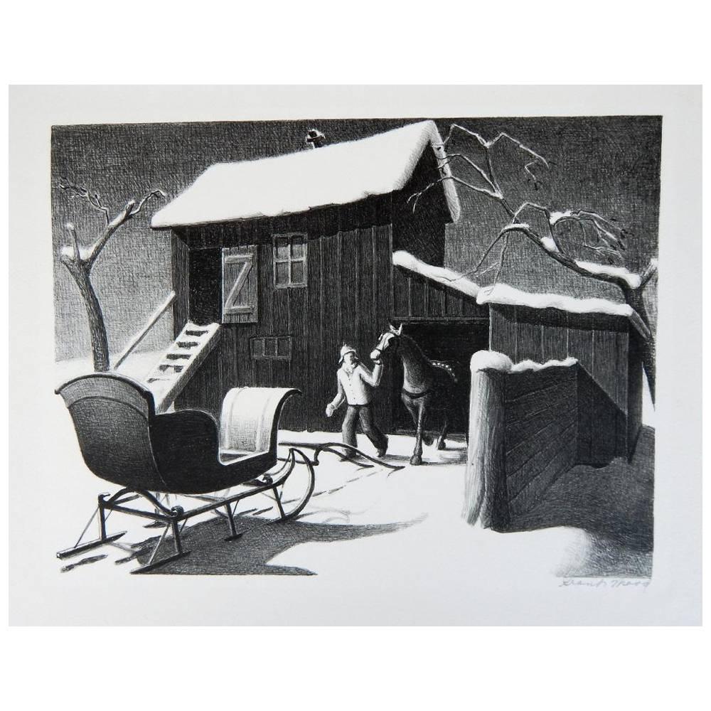 Grant Wood Lithograph, 1940 December Afternoon at 1stDibs | grant wood ...