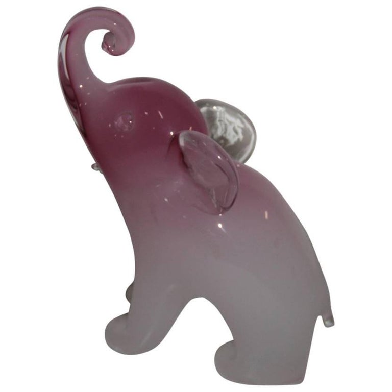 Seguso Sculpture Murano Glass Alabaster Elephant Murano Italian Design ...