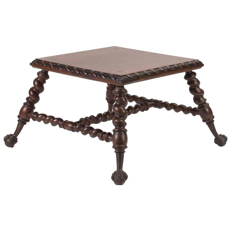 Victorian Low Coffee Table with Claw Feet For Sale at 1stDibs