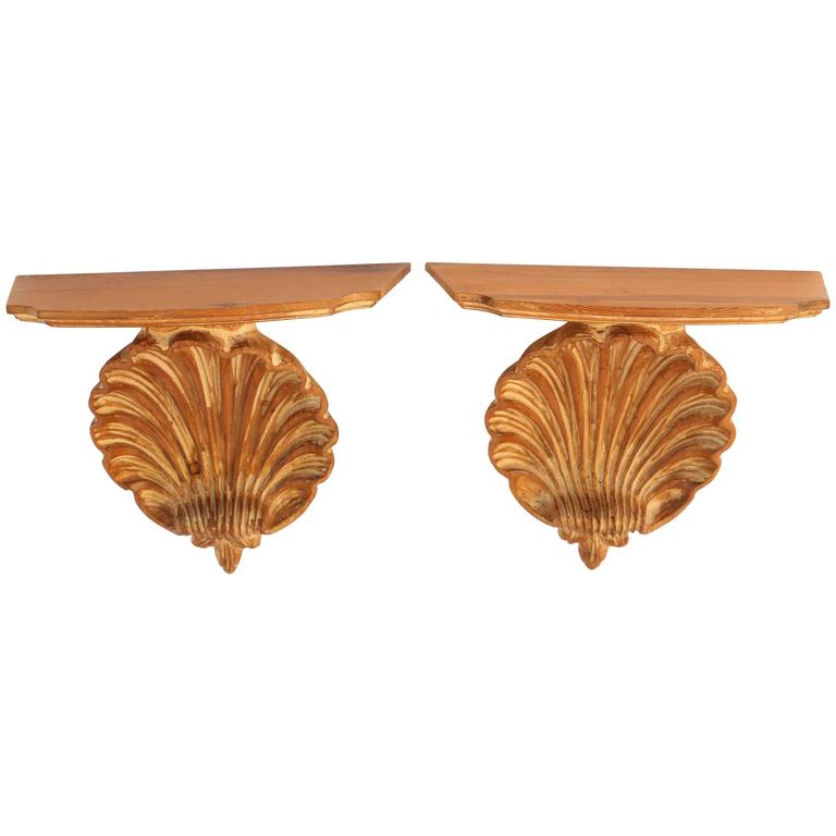 Pair of Scallop Shell Wall Shelves at 1stDibs