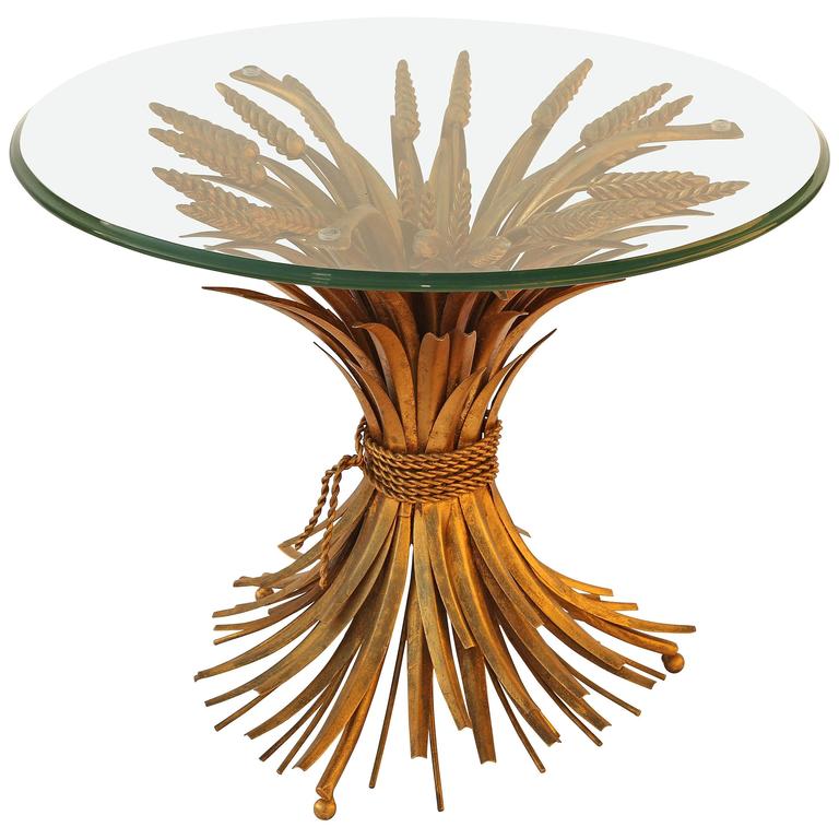 Gilded Iron Bundle of Wheat Accent Table at 1stDibs
