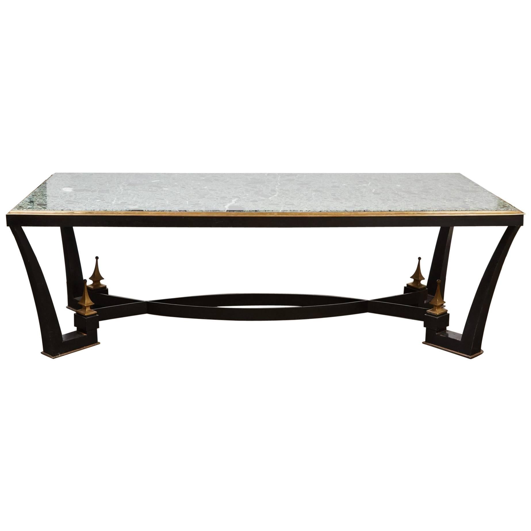1960s Mexican Modern Iron Dining Table with a Green Marble Top by ...