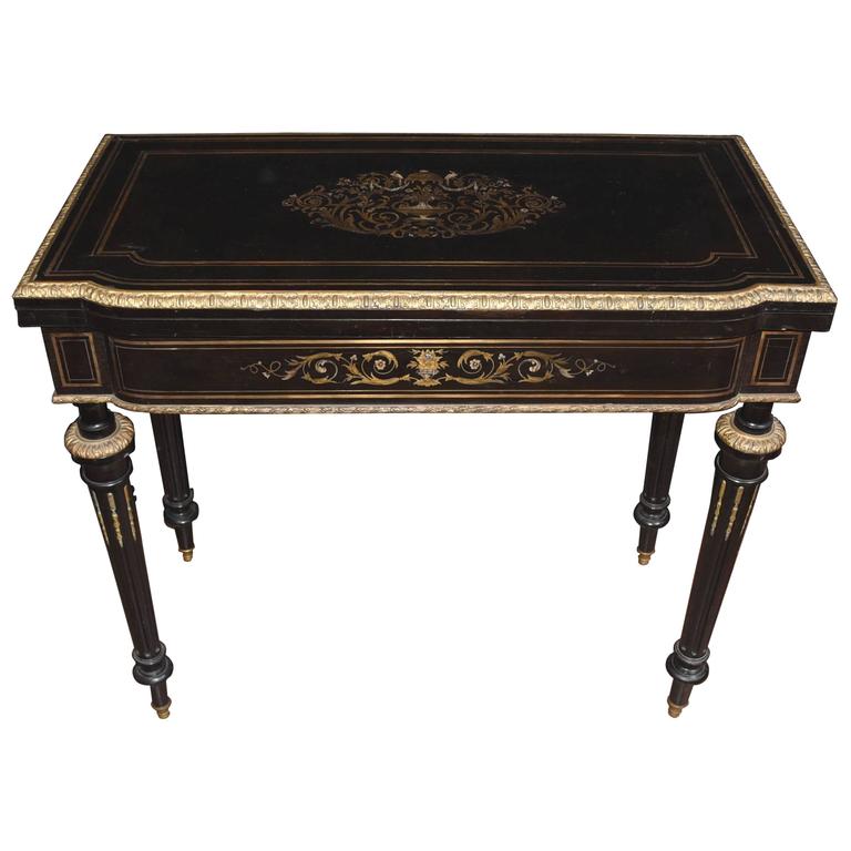 French Empire Style Ebony Card Games Table For Sale at 1stDibs