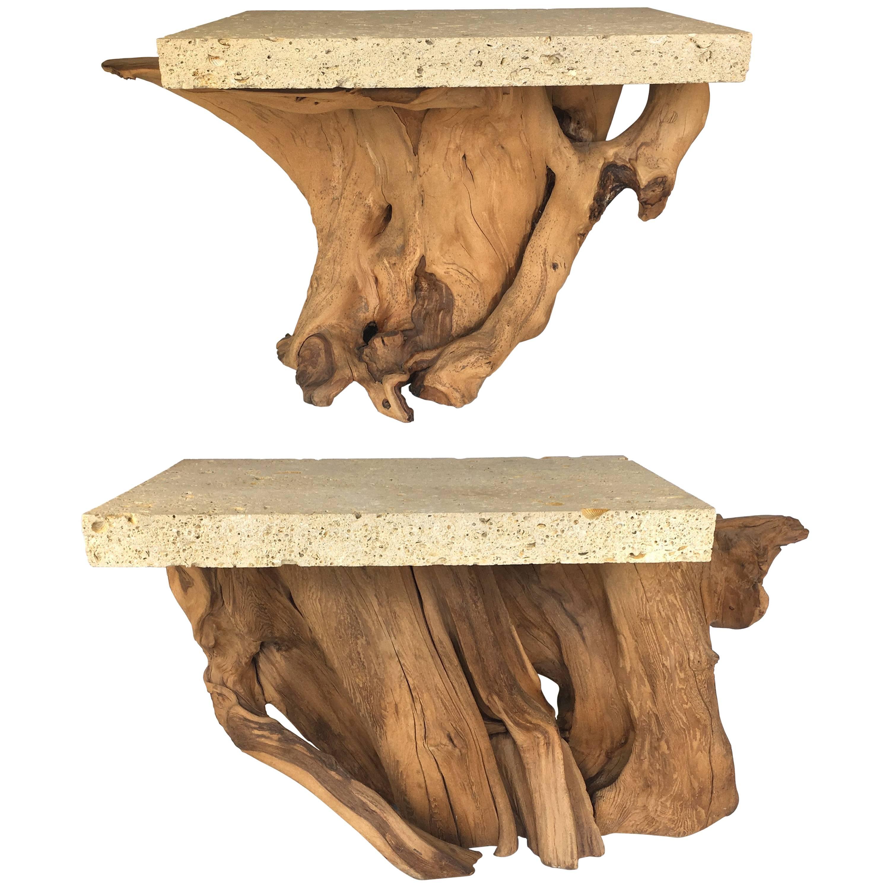 Pair of Iconic Fossil Stone Side Tables by Michael Taylor For Sale at ...