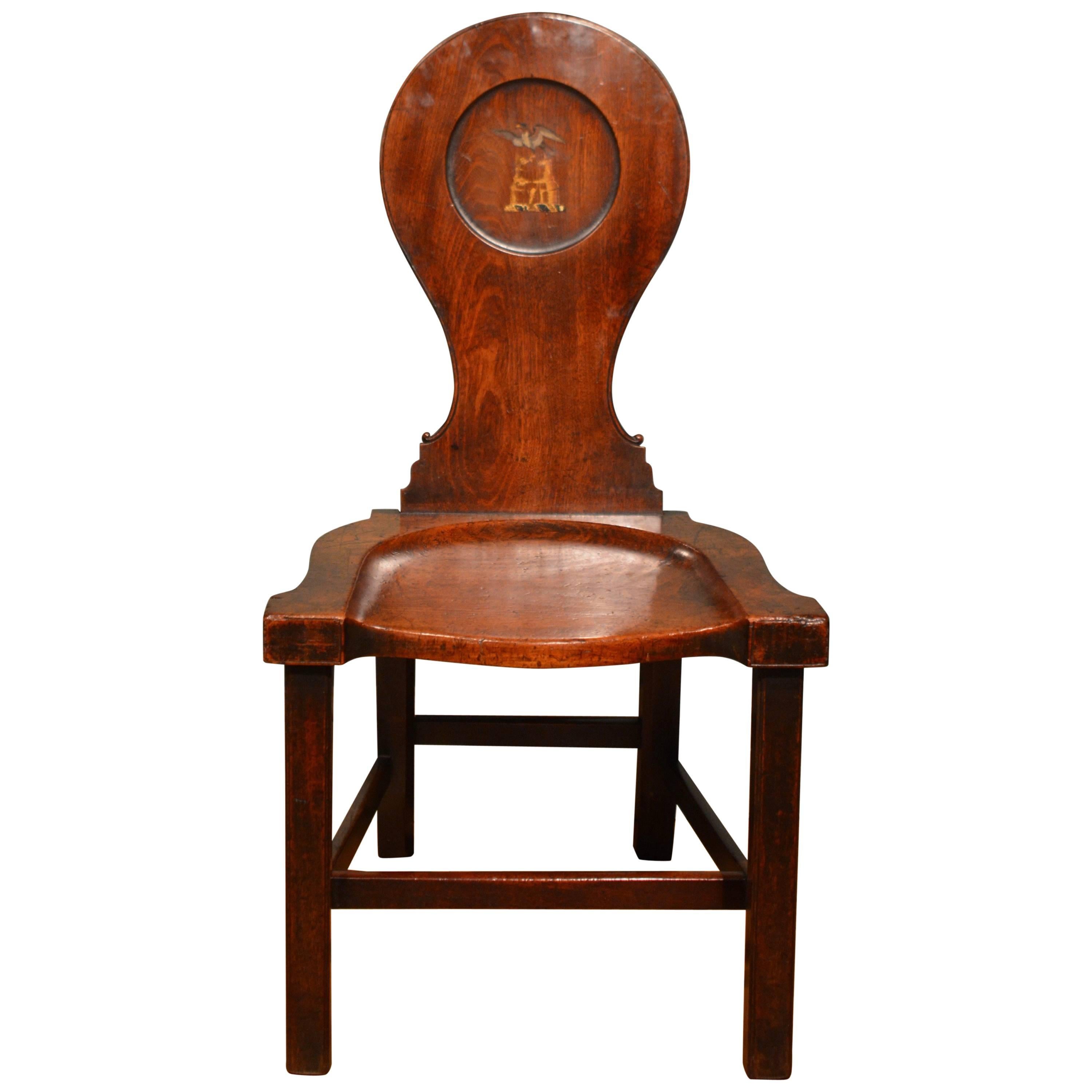 18th Century Mahogany Hall Chair For Sale at 1stDibs