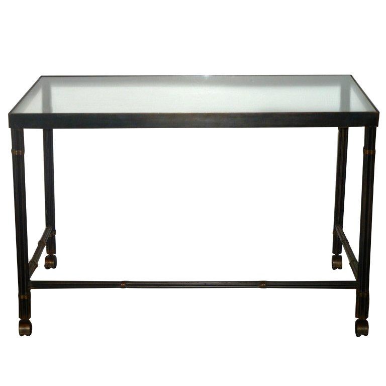 Alberto Orlandi Glass Top Desk in Steel with Brass Accents For Sale at ...