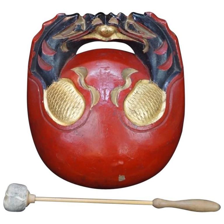 Japanese Big Buddhist Zen Wood Fish Chanting Drum Mokugyo Dragon Fish ...