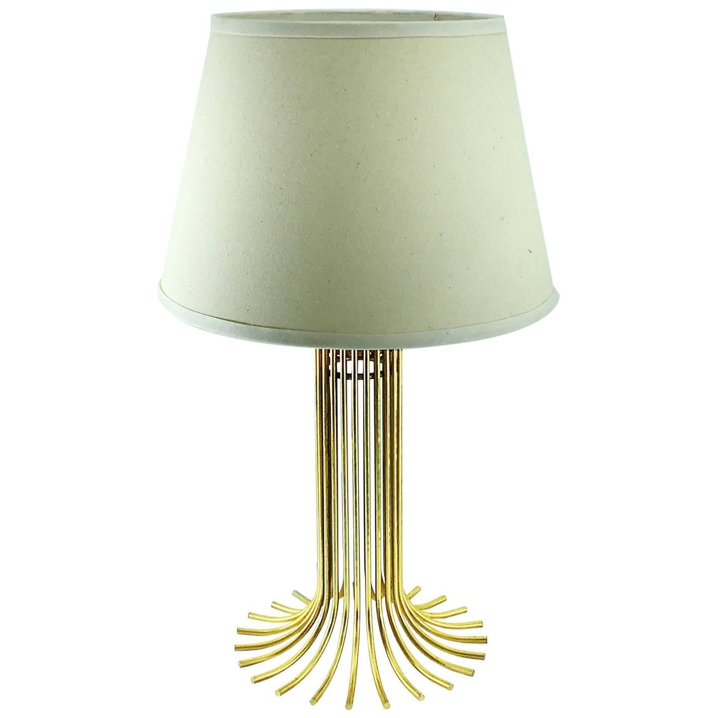 Table Lamp in Gilt Metal, in the Style of Jean Royère at 1stDibs