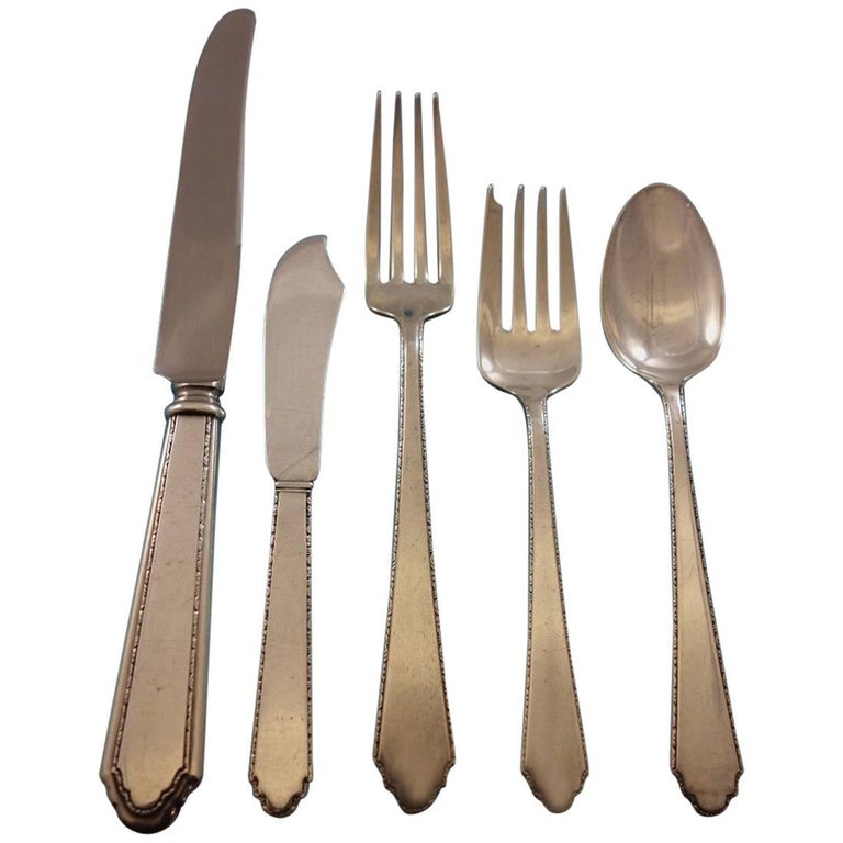 William and Mary by Lunt Sterling Silver Flatware Set 48 Service ...