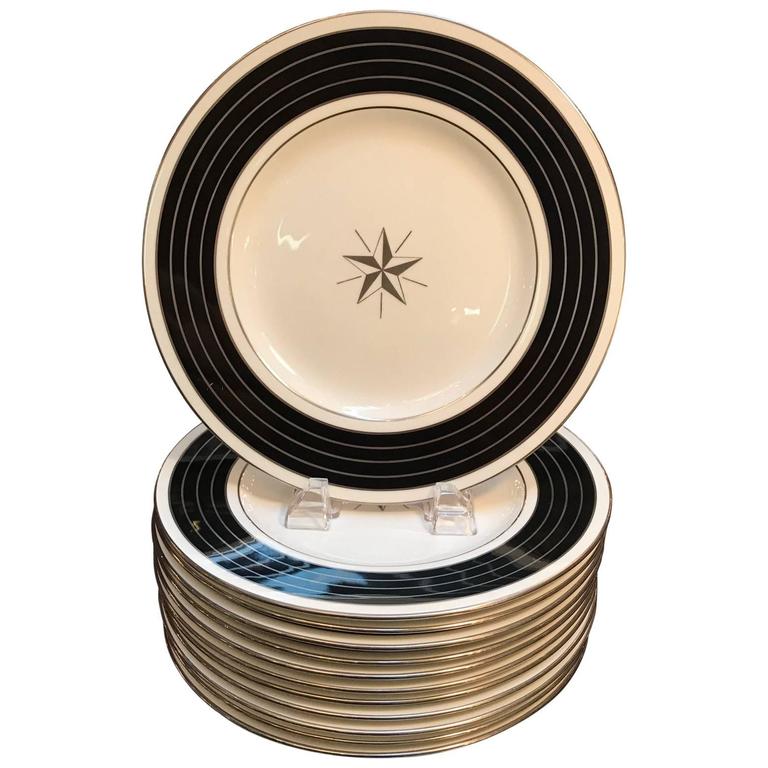 Set of 12 Minton Art Deco Style Service Dinner Plates For Sale at 1stDibs