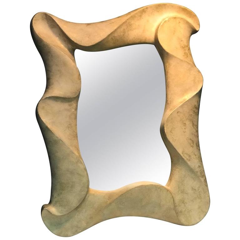 Wonderful Wall Mirror with Wave Form Design Frame For Sale at 1stDibs