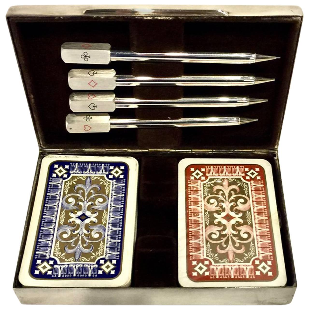 Silver Plated Bridge Set, circa 1950-1960 at 1stDibs