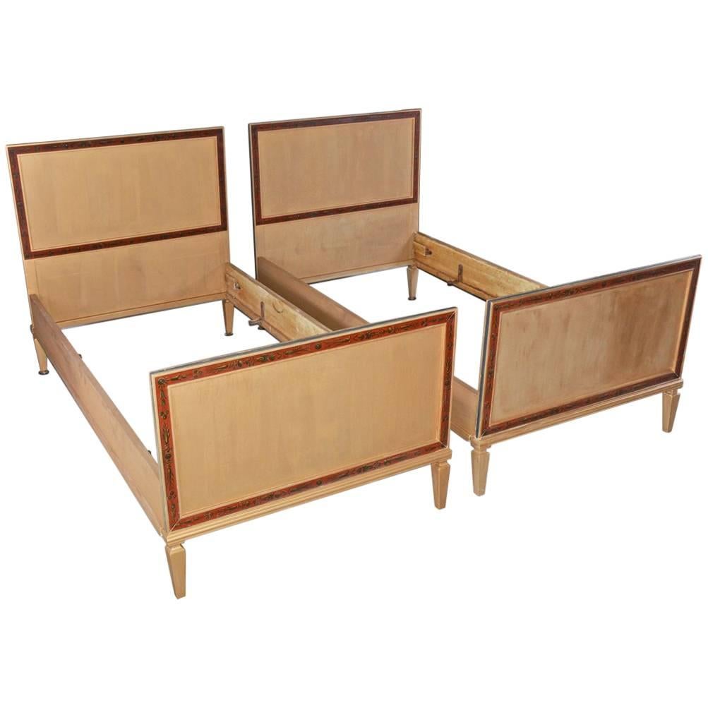 Pair of Neoclassical Painted Twin Beds at 1stDibs