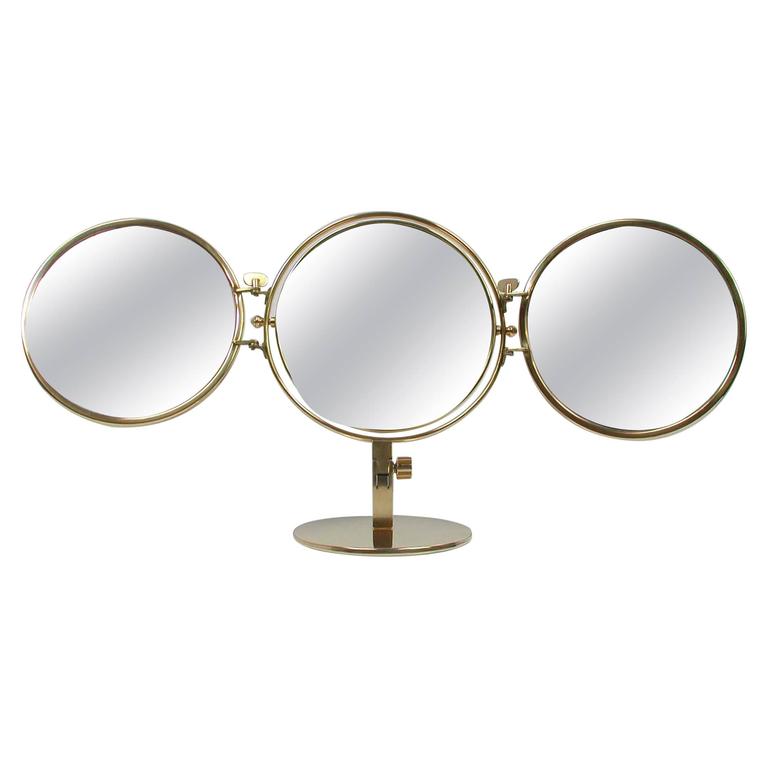 Mid-Century Italian Brass Triple Folding Vanity Table Mirror, 1950s at ...