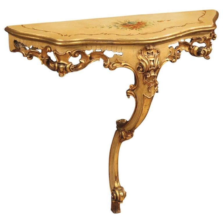 20th Century Venetian Lacquered Console Table with Floral Decorations ...