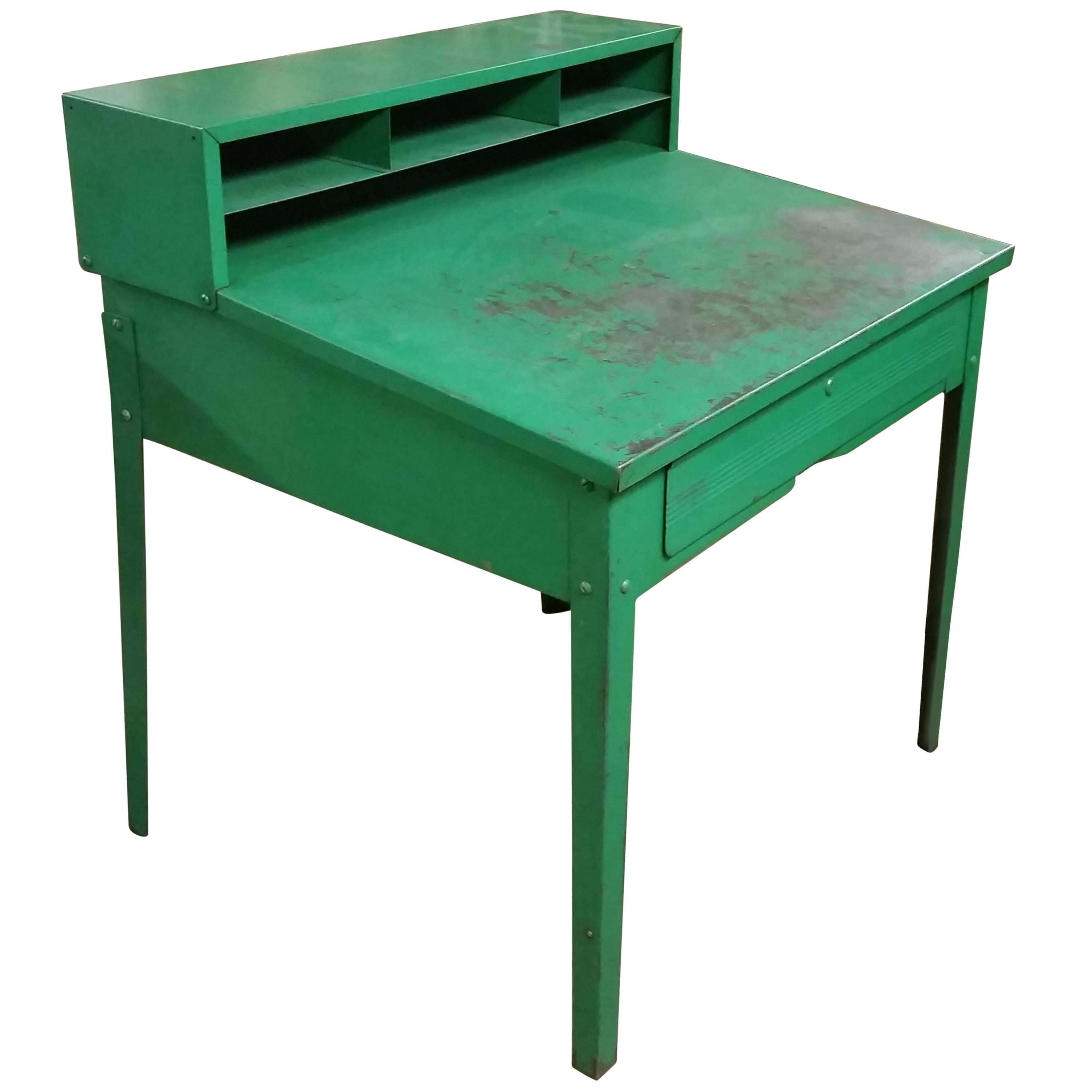 Steel Foreman's Desk, Vintage Industrial Counter or Reception Desk at ...