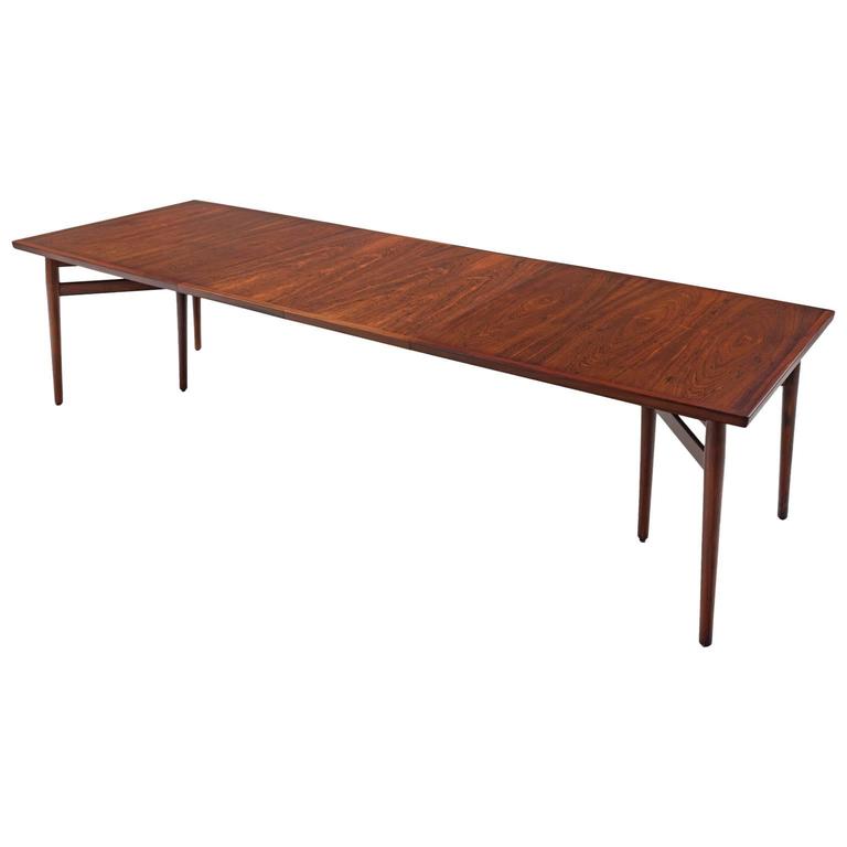 Large Arne Vodder Dining Table in Rosewood For Sale at 1stDibs